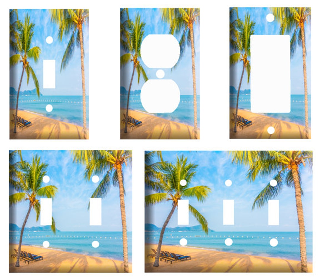 Beach Chair and Palm Trees Design, Decorative Plastic Light Switch ...