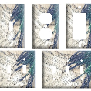 Music Notes and Flowers, Light Switch Cover Plate, Single Toggle or ...