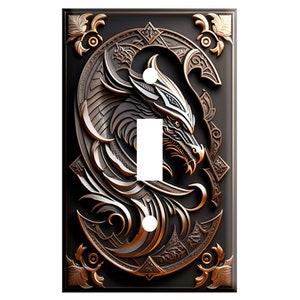 Norse Dragon, Decorative Light Switch Cover Plate, Single Toggle or ...