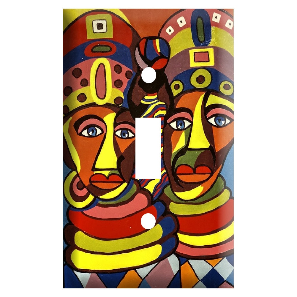 African Colorful Faces Design, Decorative Plastic Light Switch Cover ...