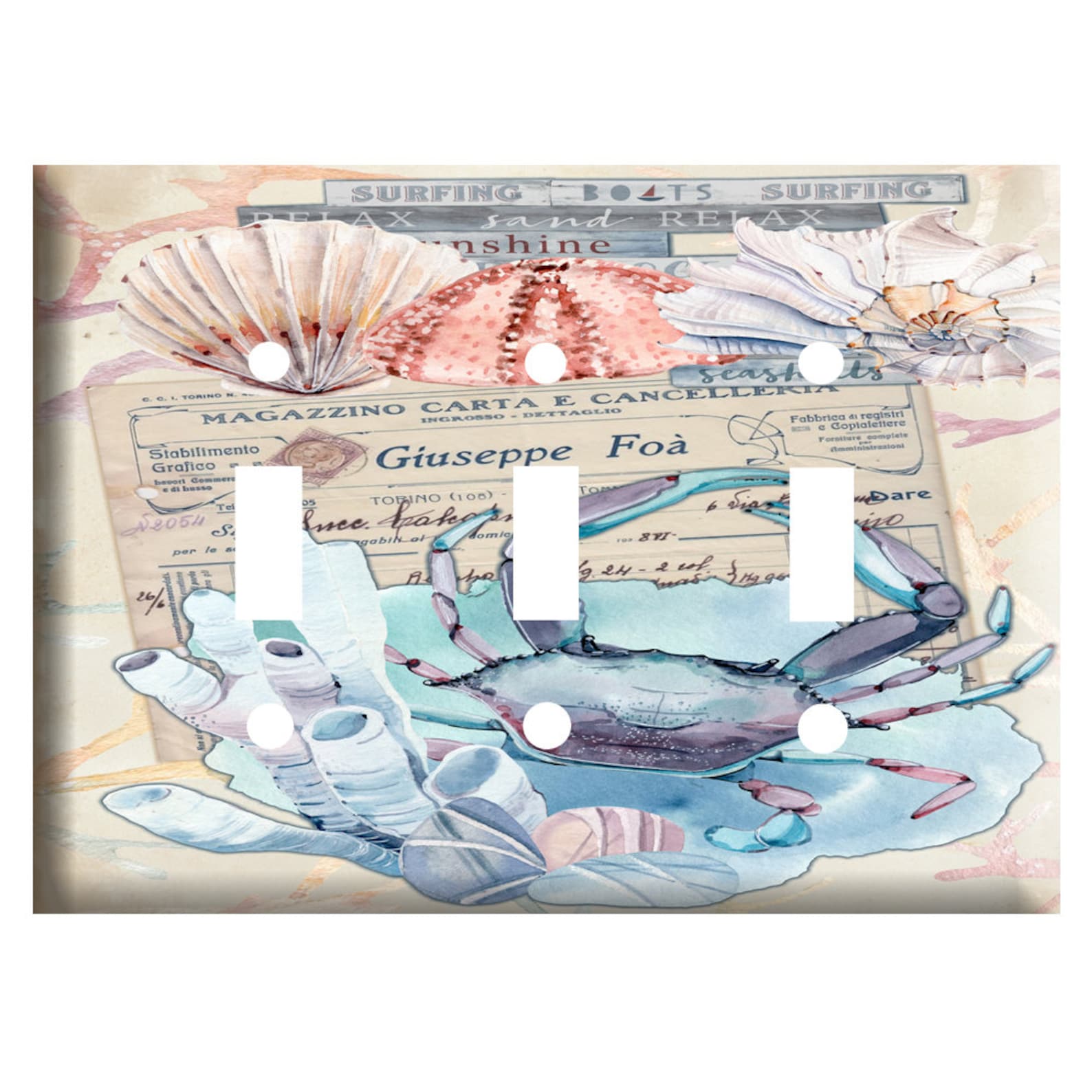 Blue Crab Nautical Design 2, Decorative Light Switch Cover Plate ...
