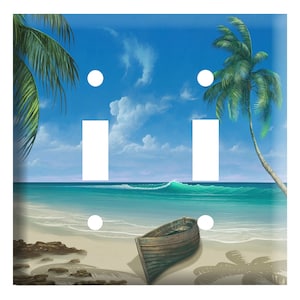 Tropical Beach Canoe & Palm Trees, Light Switch Cover Plate, Single ...