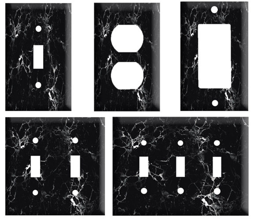 Black and Marble Design(not Actual Marble) Light Switch Cover Plate ...