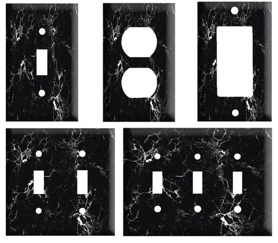 Black and Marble Designnot Actual Marble Light Switch Cover - Etsy