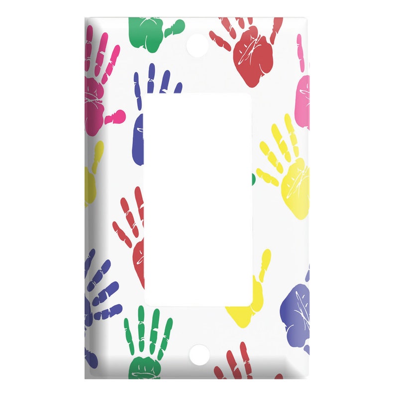 Rainbow Hand Prints , Decorative Light Switch Cover Plate, Single ...