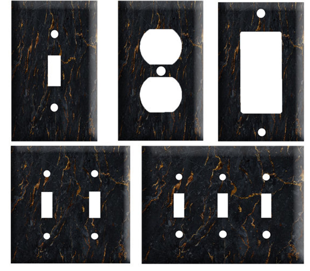 Black and Gold Marble Design(not Actual Marble) Light Switch Cover ...