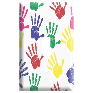 Rainbow Hand Prints , Decorative Light Switch Cover Plate, Single ...