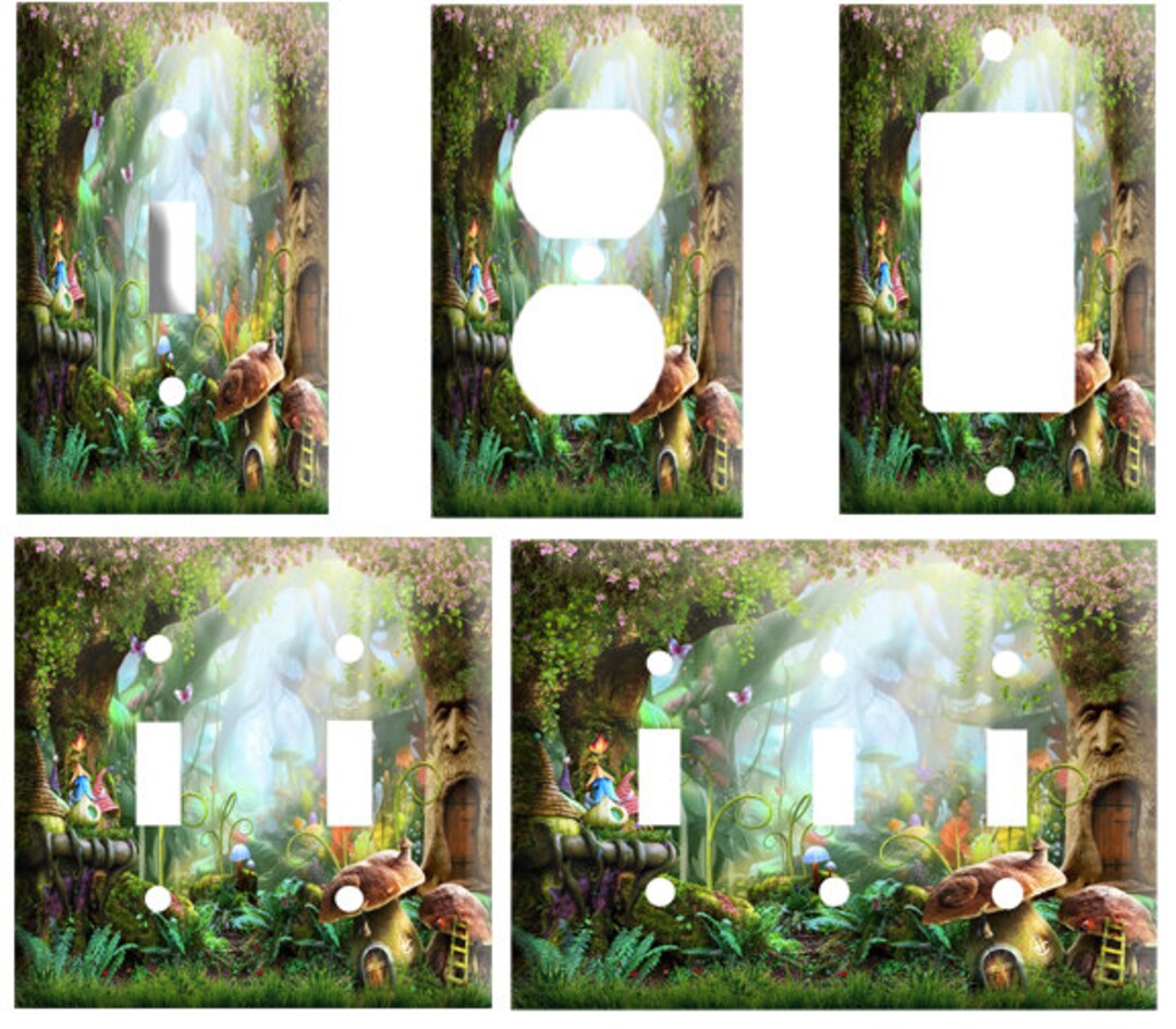 Fantasy Forest Mushroom Design, Light Switch Cover Plate, Single Toggle ...