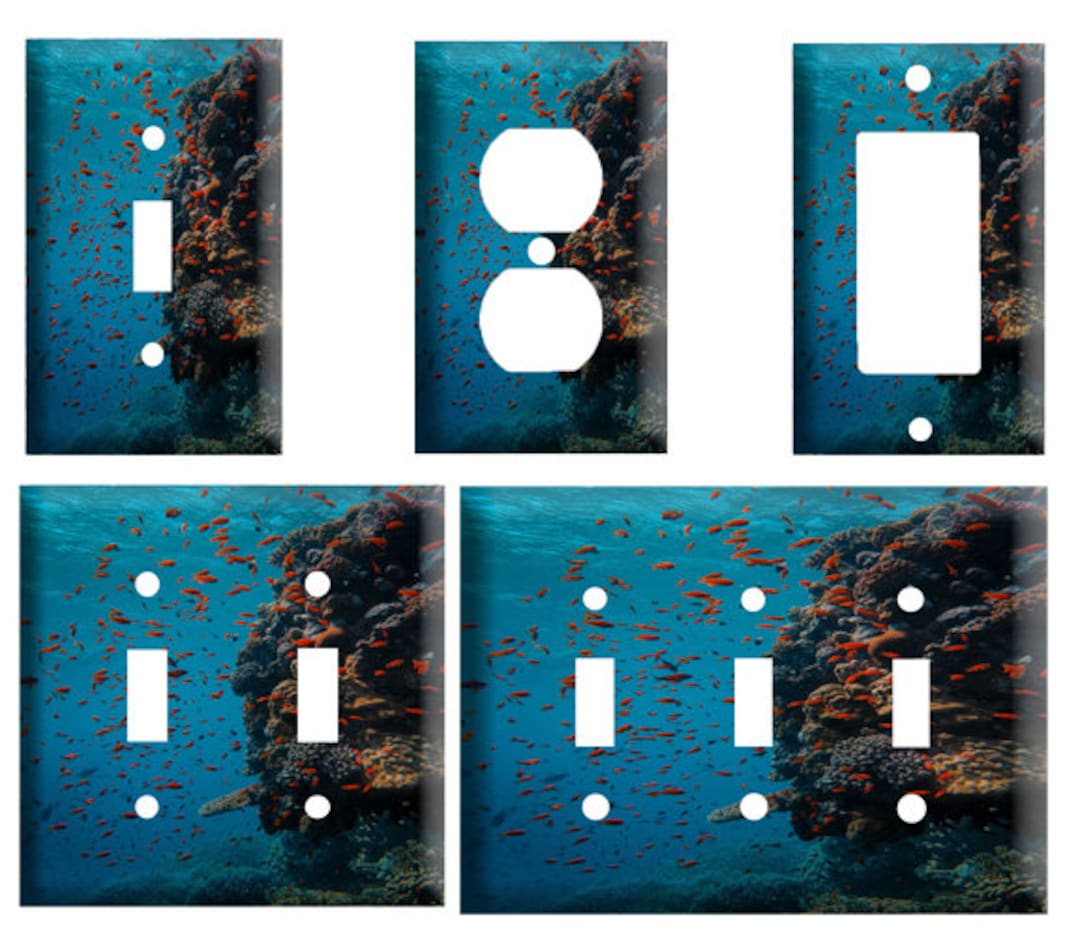 Coral and Orange Fish in Ocean, Light Switch Cover Plate, Single Toggle ...