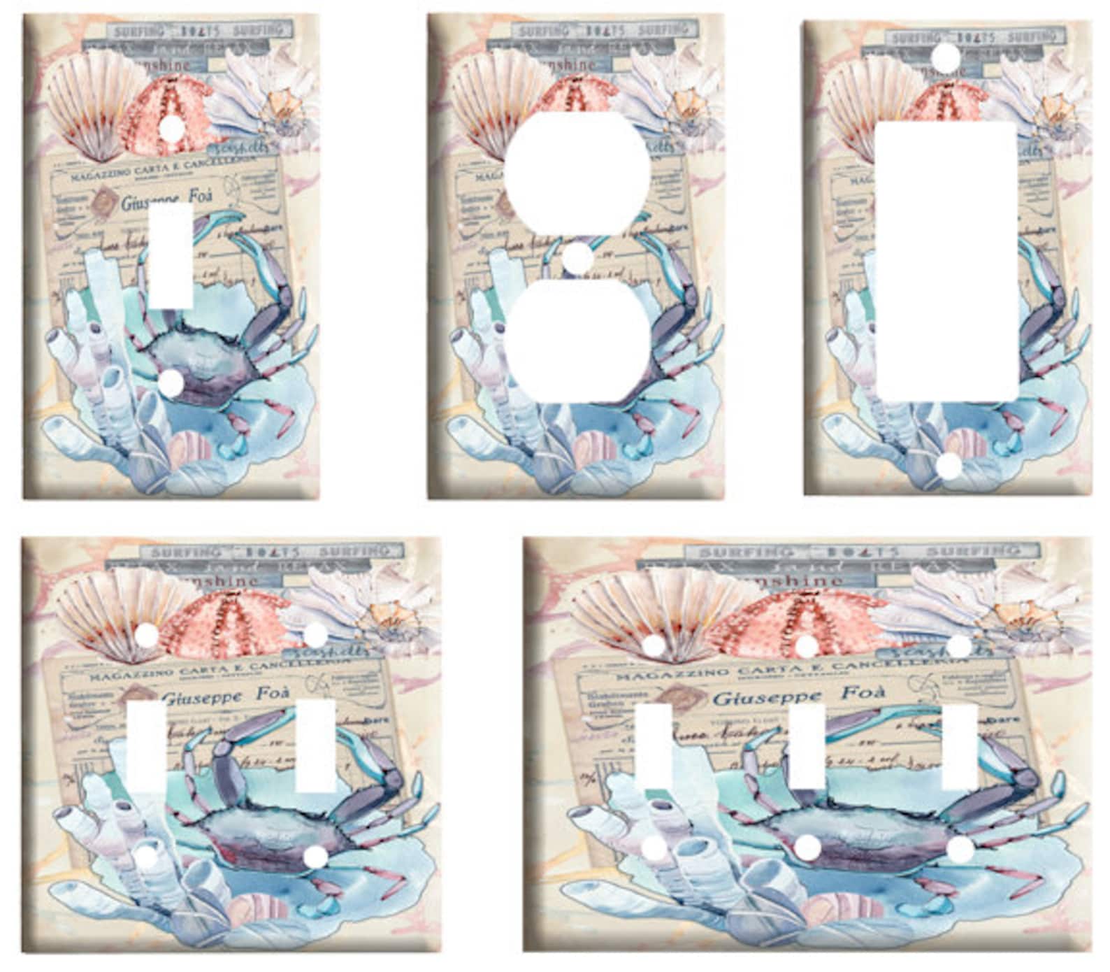 Blue Crab Nautical Design 2, Decorative Light Switch Cover Plate ...