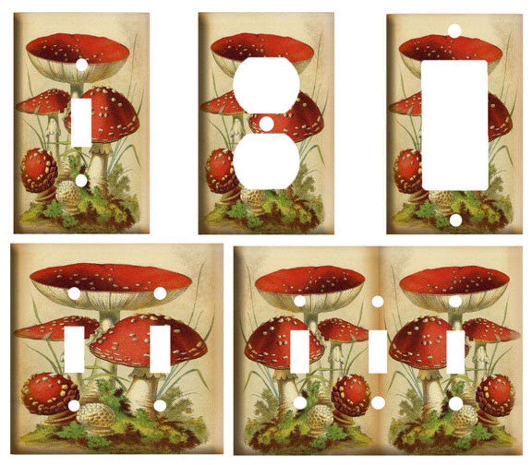 Vintage Red Cap Mushroom Light Switch Cover Plate, Single Toggle or ...