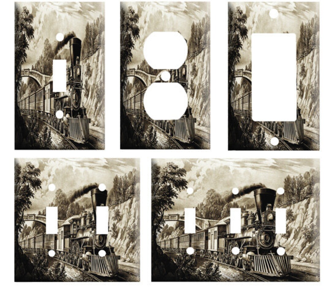 Steam Train Locomotive Design, Decorative Light Switch Cover Plate ...