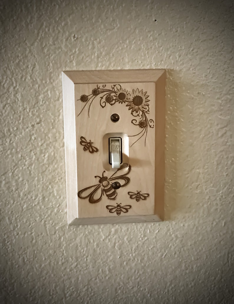 Honey Bees and Sunflowers Laser Engraved Wood Light Switch | Etsy