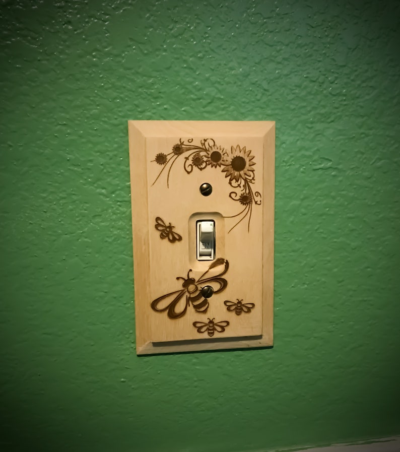 Honey Bees and Sunflowers Laser Engraved Wood Light Switch | Etsy