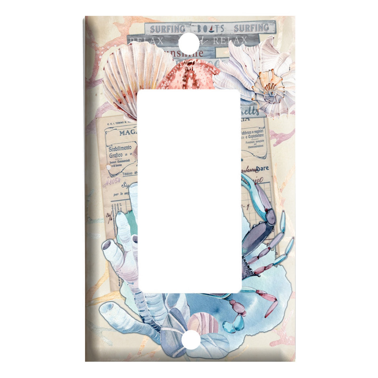 Blue Crab Nautical Design 2, Decorative Light Switch Cover Plate ...