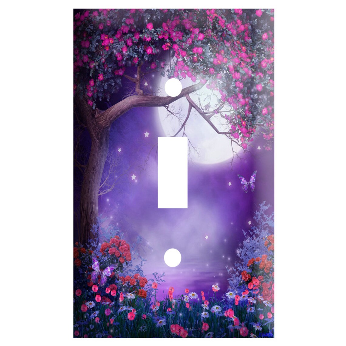Purple Night Moon Fantasy, Decorative Light Switch Cover Plate, Single ...