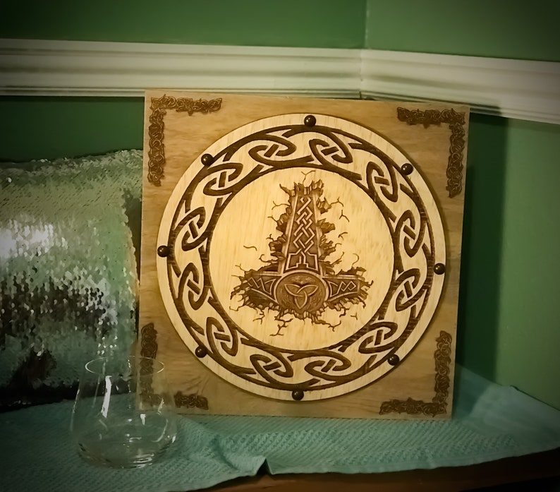 Thor's Hammer & Norse Knot Viking Shield Art Nordic - Etsy