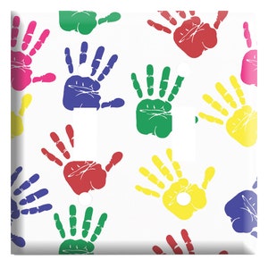 Rainbow Hand Prints , Decorative Light Switch Cover Plate, Single ...