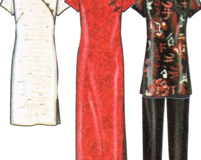 Cheongsam Pattern, Long Asian Dress Pattern, Mandarin Collar Tunic Top ...