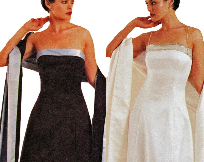 Prom Dress Pattern, Strapless or Spaghetti Strap Fit Flared Gown With ...