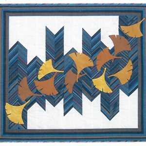Ginko Wall Quilt Pattern With Strip Pieced Chevrons and Applique Leaves ...