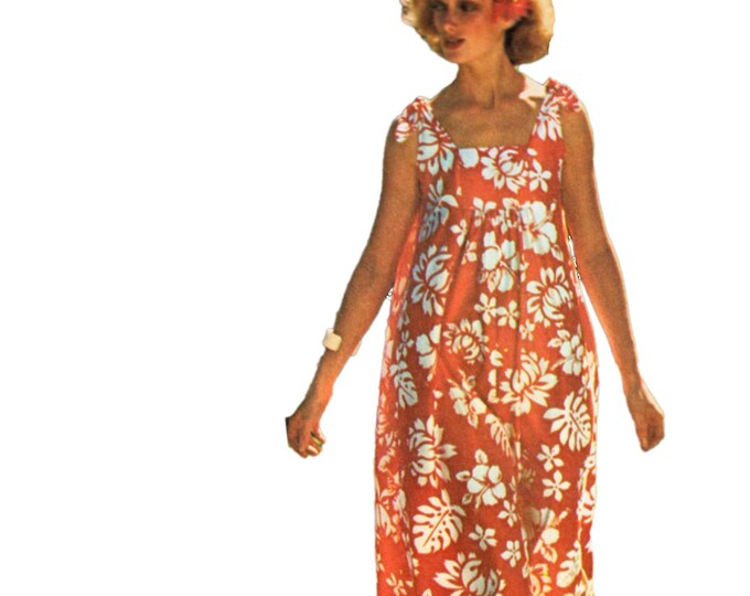 Vintage Muumuu Sewing Pattern - Sleeveless Sundress With Tie Shoulders in 2 Lengths, Jiffy ...
