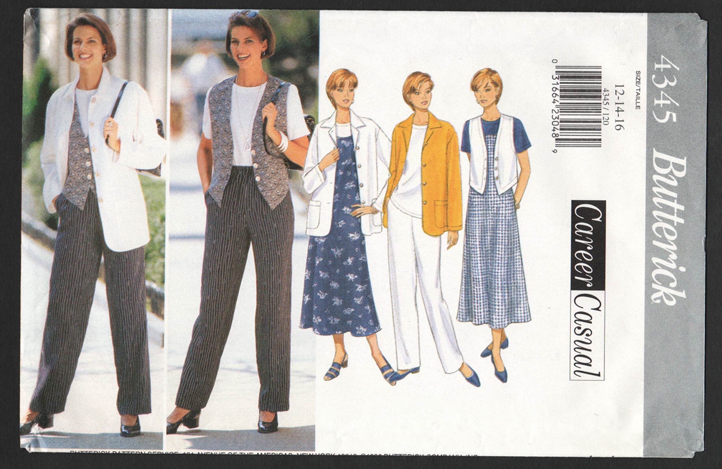 Easy Sewing Pattern for Jumper, Pants, Vest, Top & Jacket, Butterick ...