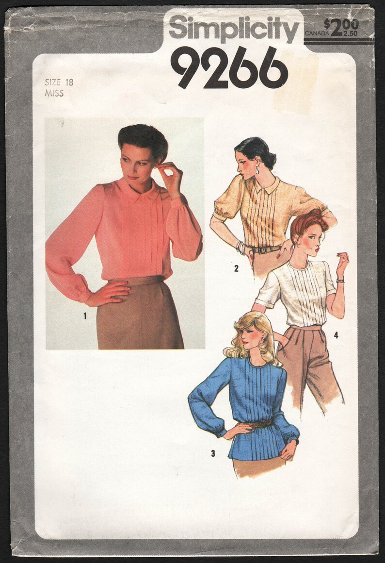Sewing Pattern for Pintuck Blouse With Button Back Simplicity - Etsy