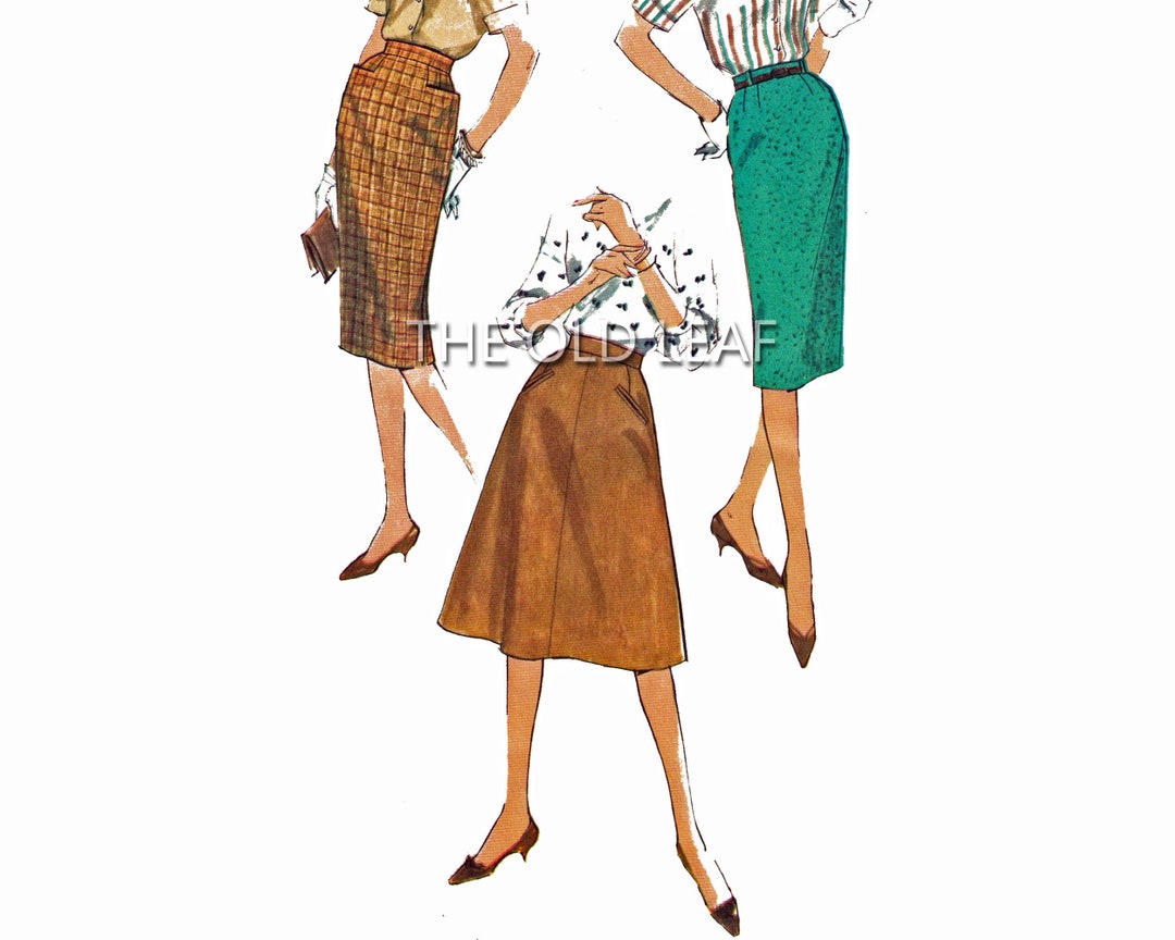1950s Skirt Pattern, Straight Slim Skirt or Flared Gored Skirt ...