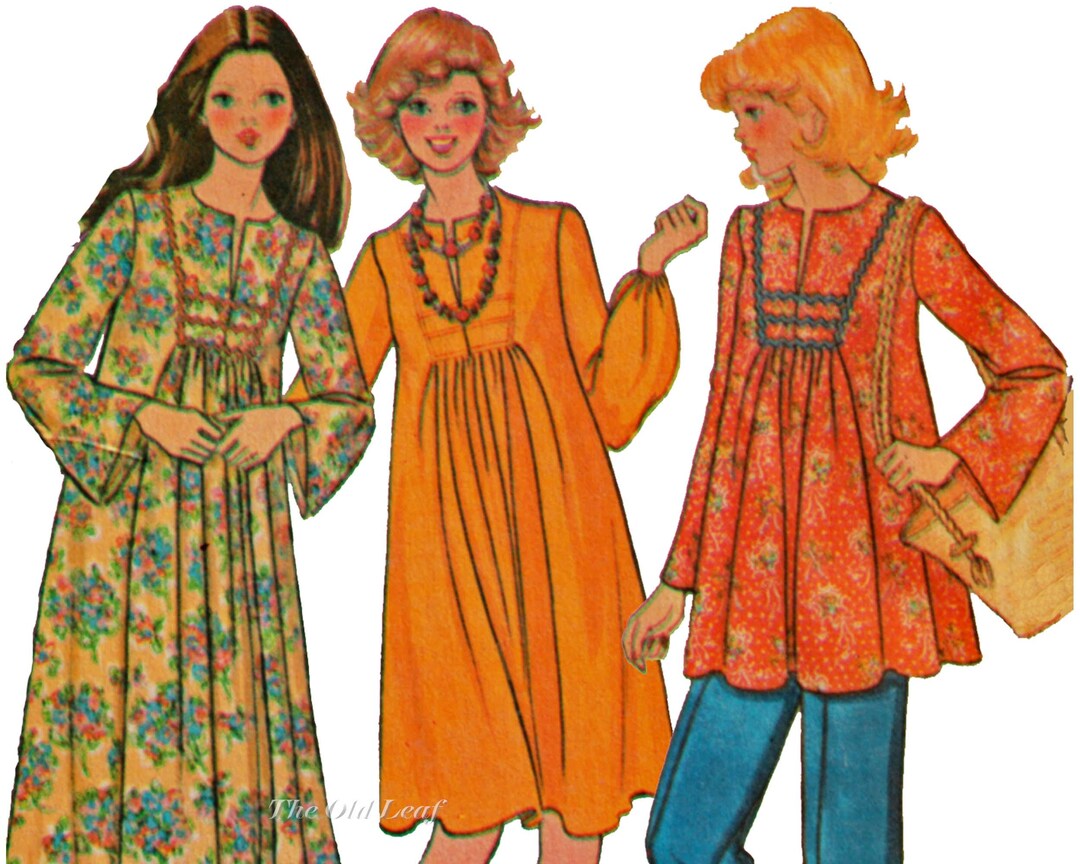 Vintage 70s Pattern for Modest Maternity Dress, Maxi, Tunic Top & Pants ...
