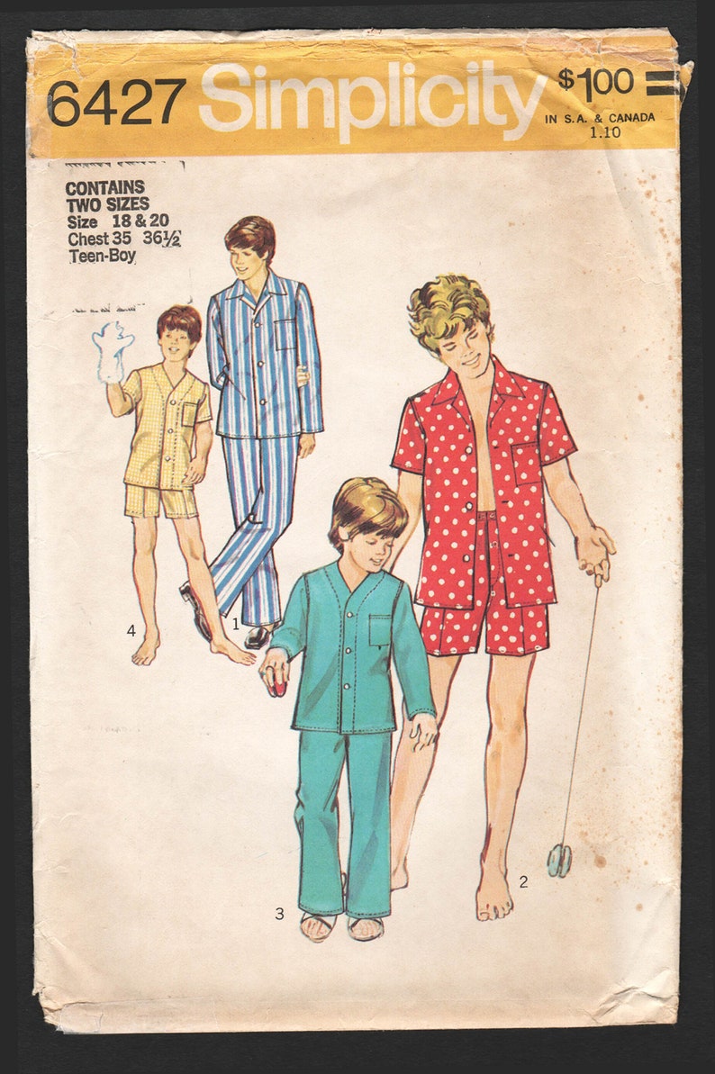 Vintage Pajama Pattern for Boys, Simplicity 6427, UNCUT - Etsy