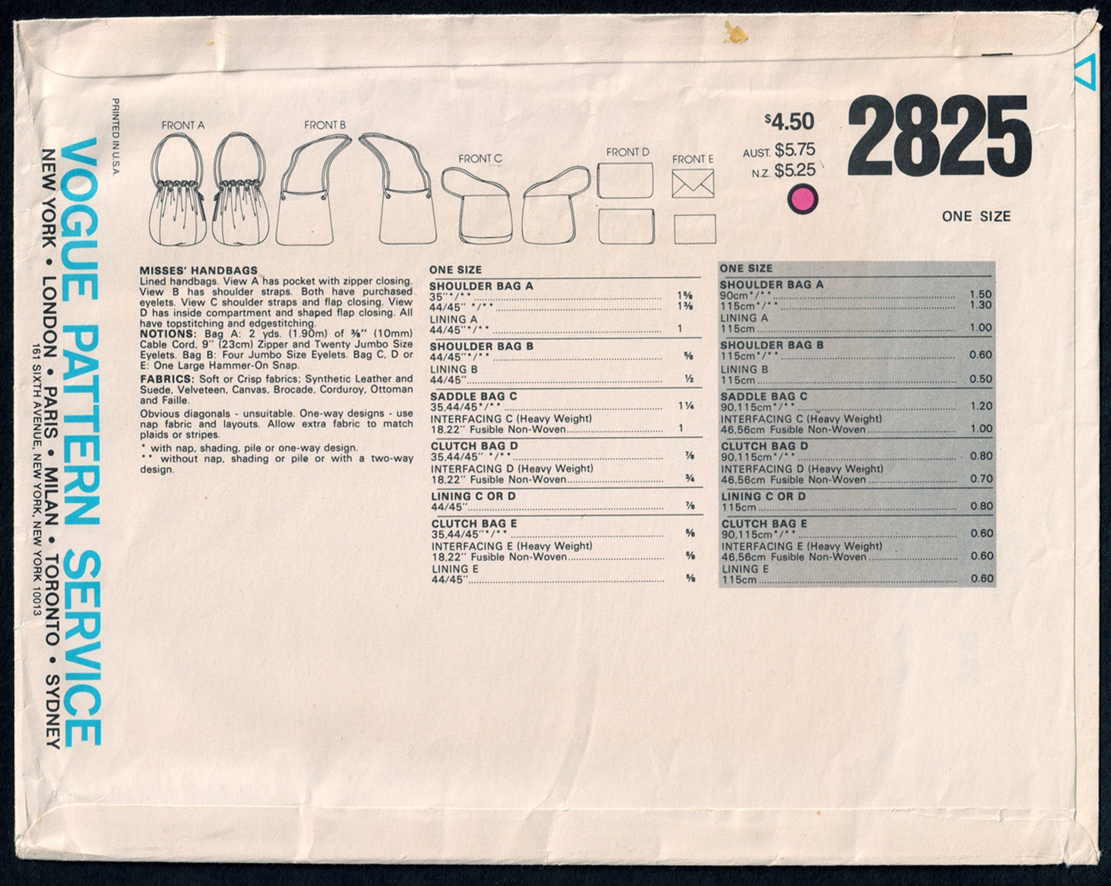 Vogue Purse Pattern Envelope Clutch Saddle & Hobo Bag - Etsy