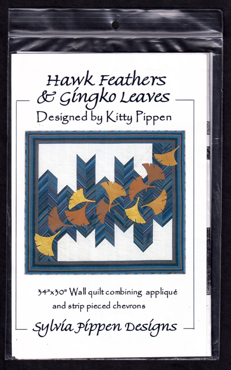 Ginko Wall Quilt Pattern With Strip Pieced Chevrons and Applique Leaves ...