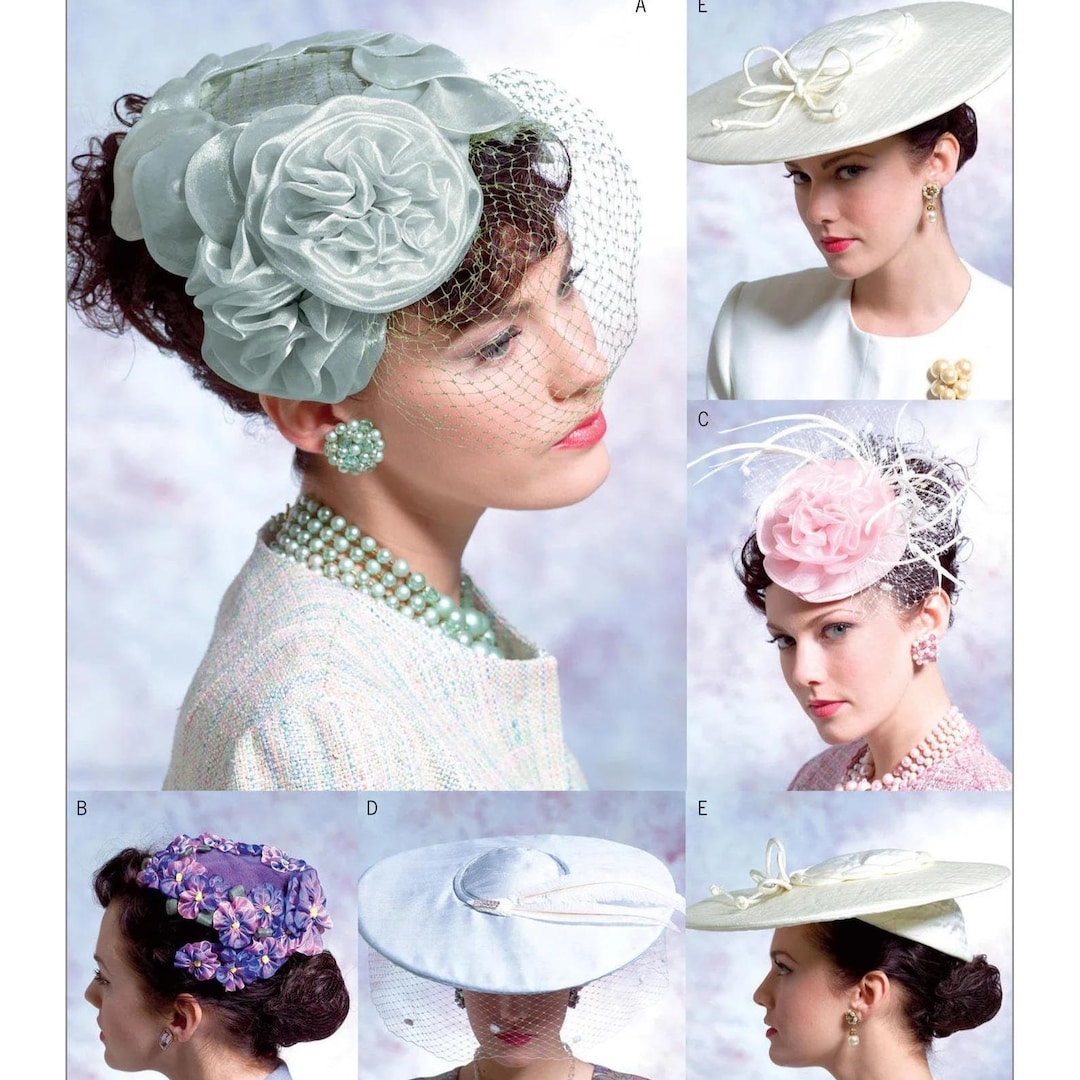 Fascinator Hat Pattern & 1950s Plate Hat or Flower Trim Veil Cap, Vogue ...