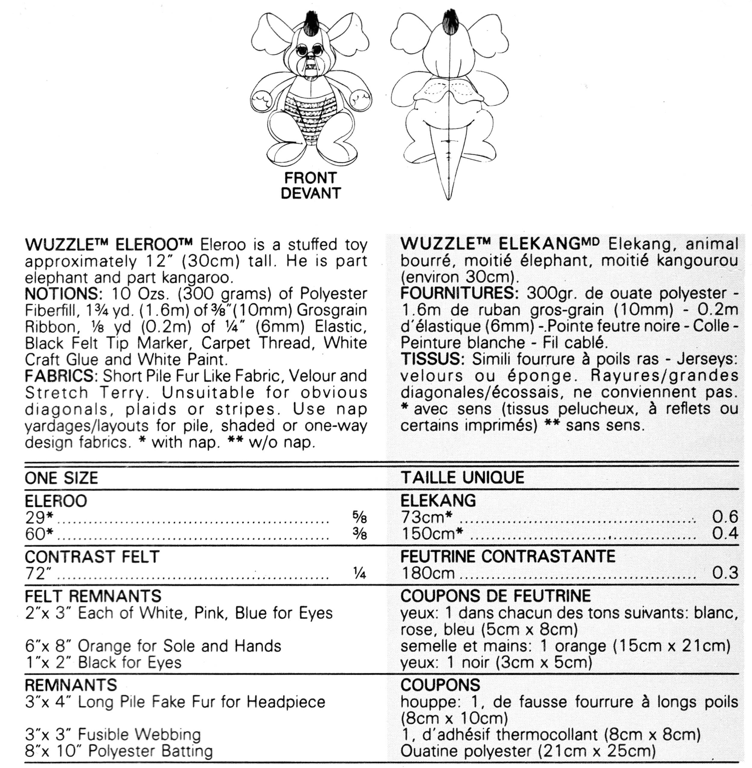 Wuzzles Sewing Pattern for Eleroo Stuffed Animal Elephant - Etsy