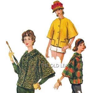 Sewing Pattern 1950s Topper Jacket With Elbow Length Sleeves, Easy ...