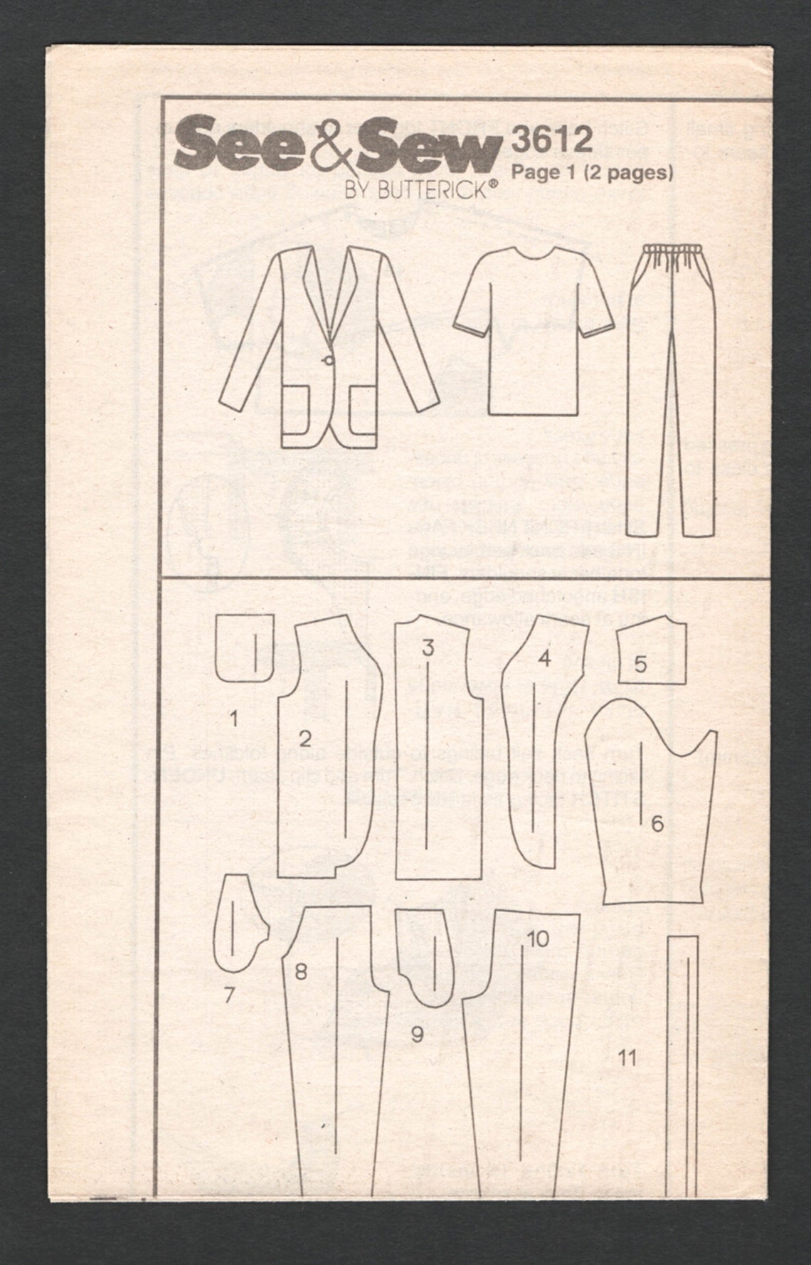 Easy Sewing Pattern for Misses Suit Jacket Pants & Top See | Etsy