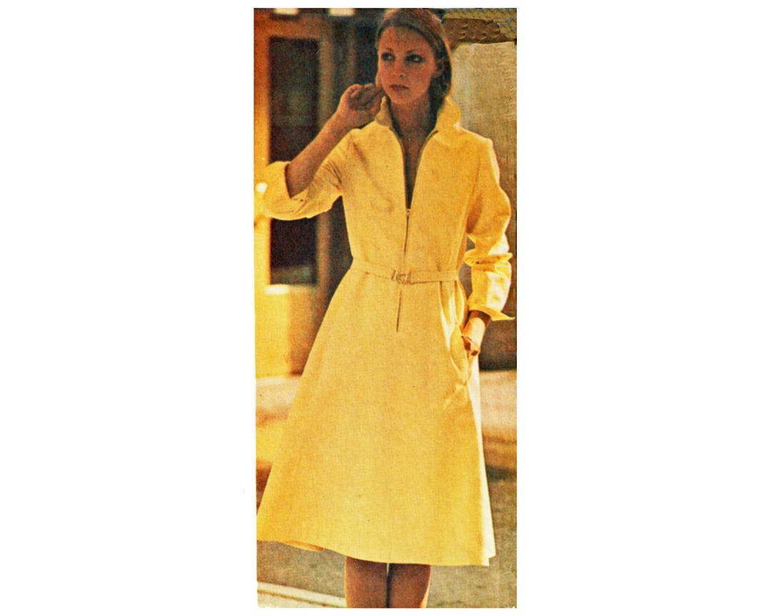 70s Halston Dress Pattern, Zip Front Fit Flared Princess Seam Dress ...