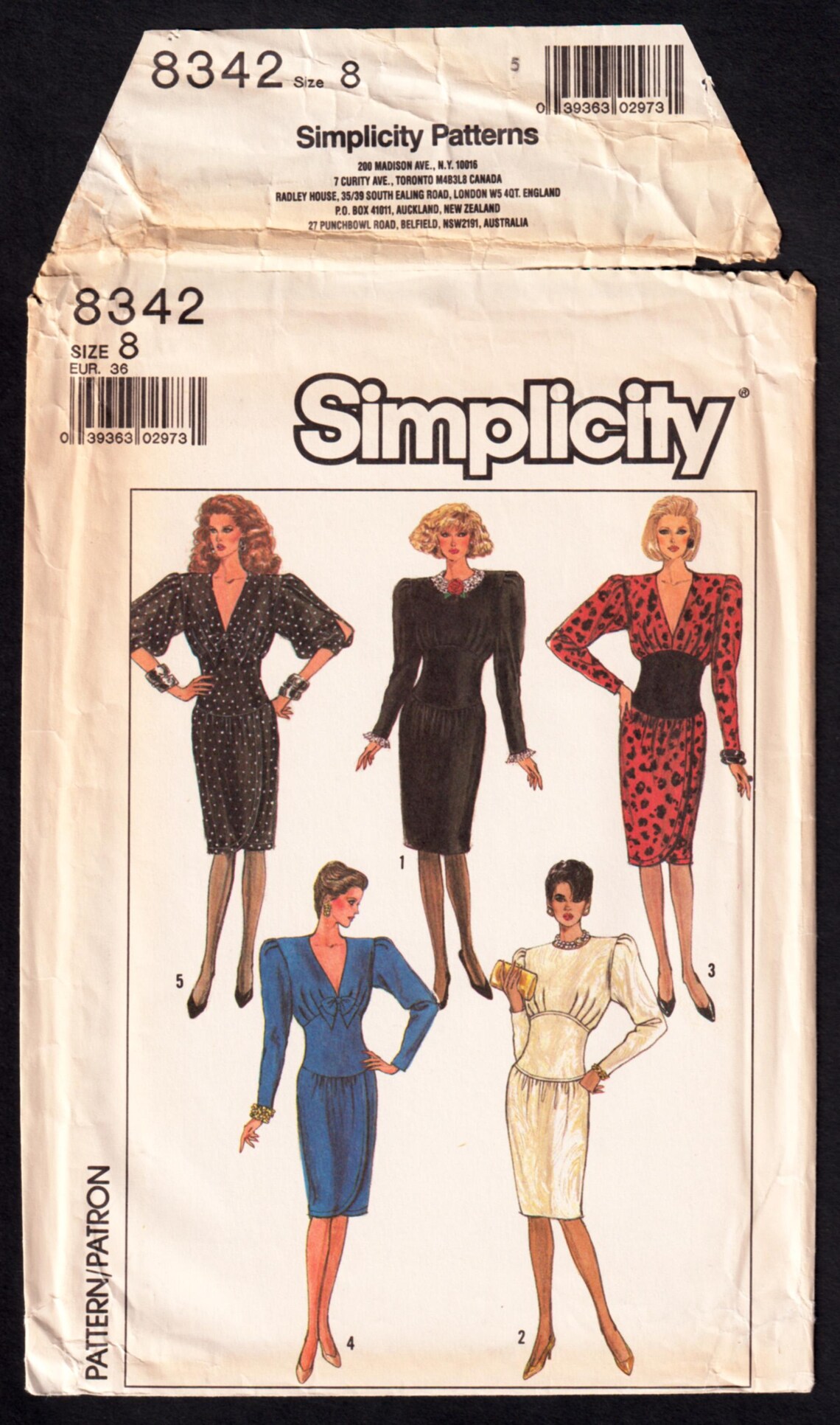 80s Midriff Dress Pattern With Jewel or V Neckline, Tulip Hem & Puff ...
