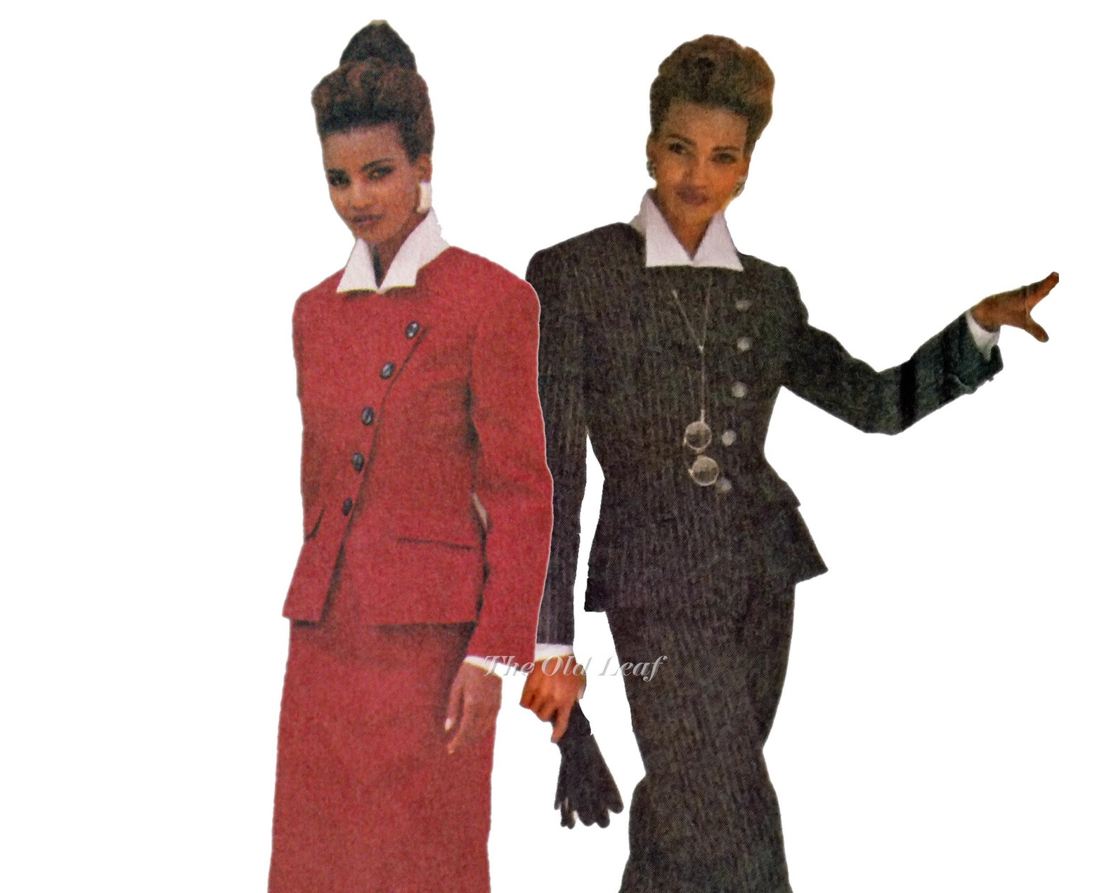 Pantsuit & Skirt Suit Pattern, Diagonal Close Fitted Jacket, Blouse ...