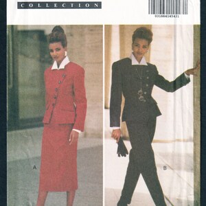 Pantsuit & Skirt Suit Pattern, Diagonal Close Fitted Jacket, Blouse ...