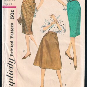 1950s Skirt Pattern, Straight Slim Skirt or Flared Gored Skirt ...