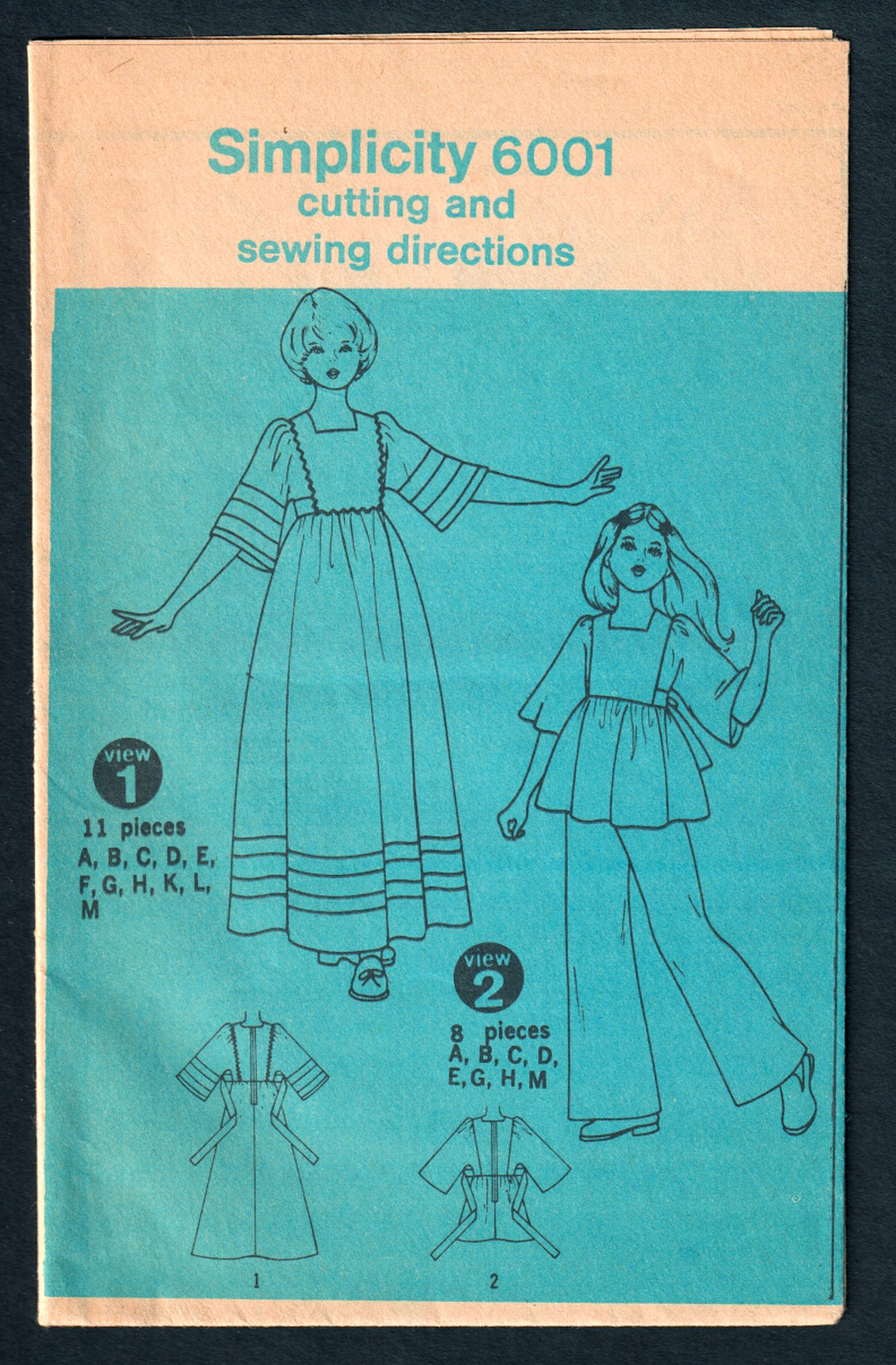 1970s Pattern - Hippie Dress & Top With Contrast Bib Bodice, Simplicity ...