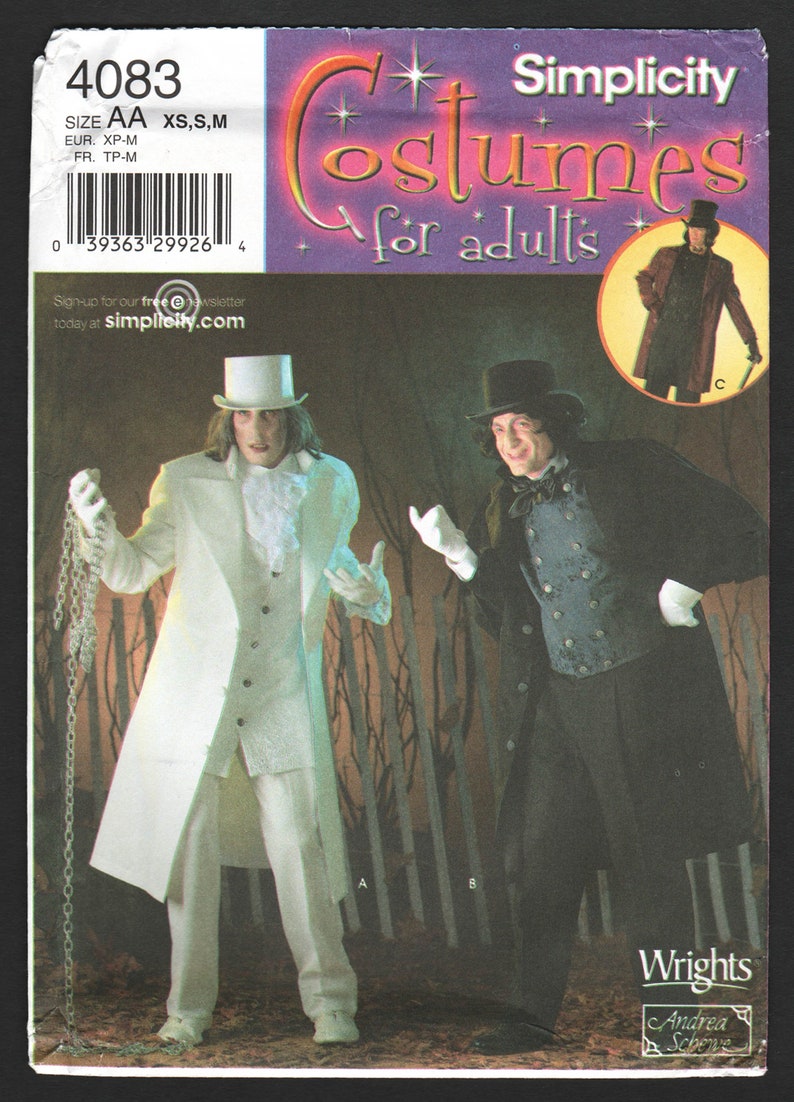 Mens Historical Victorian Costume Pattern for Steampunk, Wonka, Jack ...