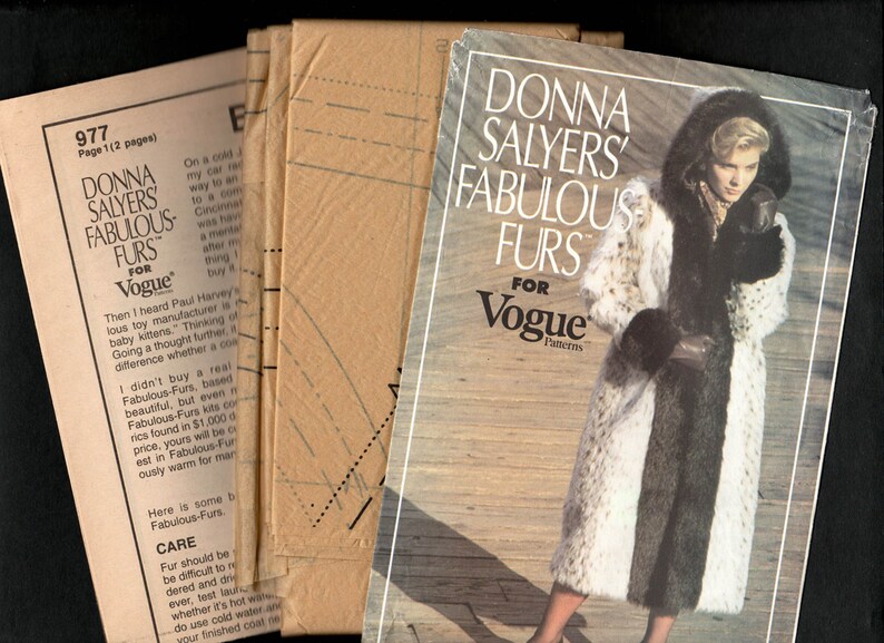 Vogue Pattern Donna Salyers Fabulous Furs Coat & Jacket with | Etsy