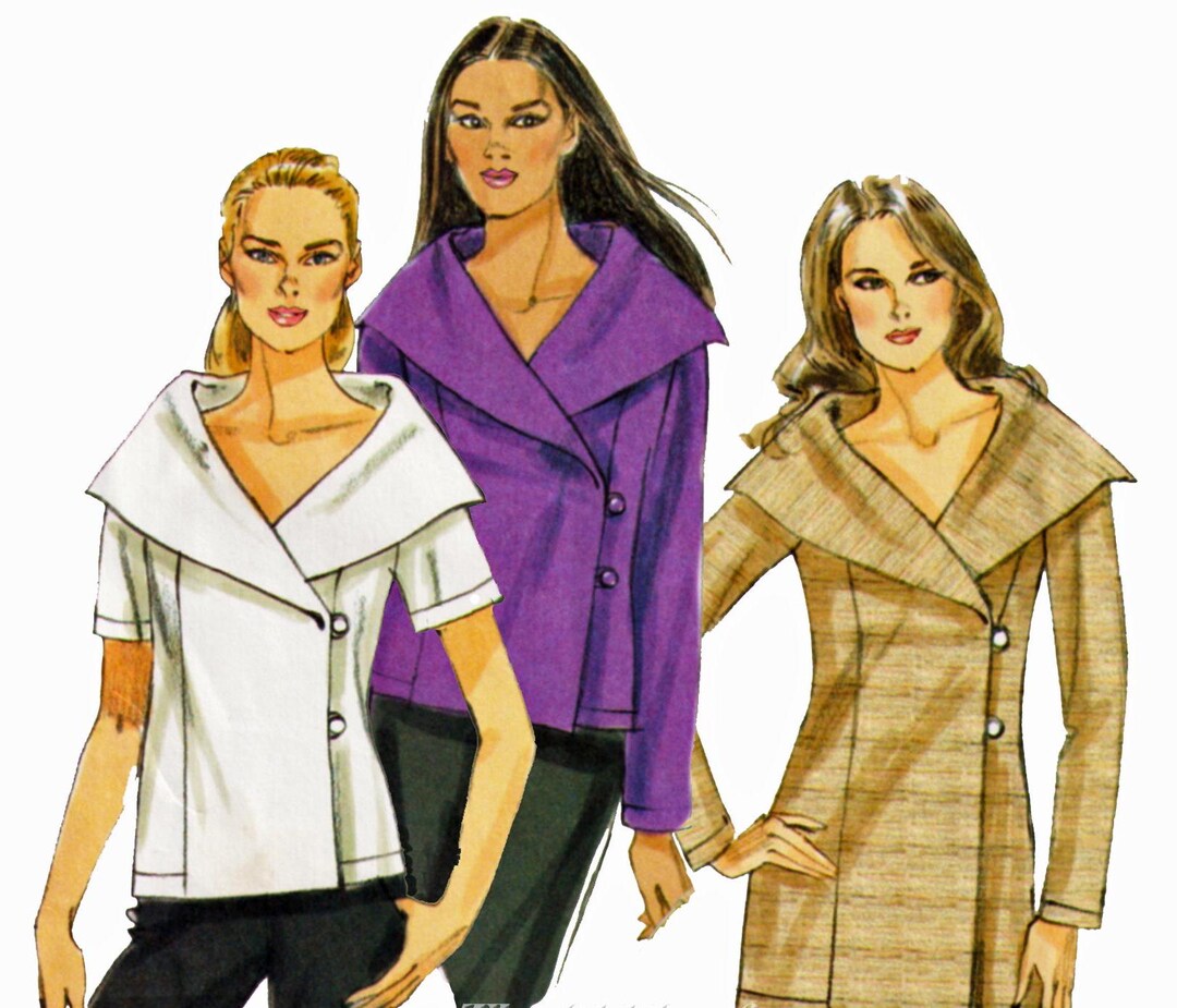 Portrait Collar Top Pattern With Side Button Closing, Cup Size A B C or ...