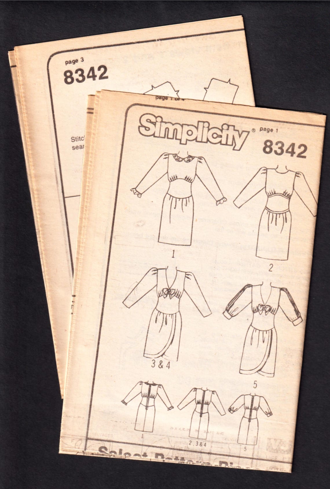 80s Midriff Dress Pattern With Jewel or V Neckline, Tulip Hem & Puff ...