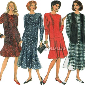 Flared Dress Pattern With Drop Waist & Vest Simplicity 8543 - Etsy