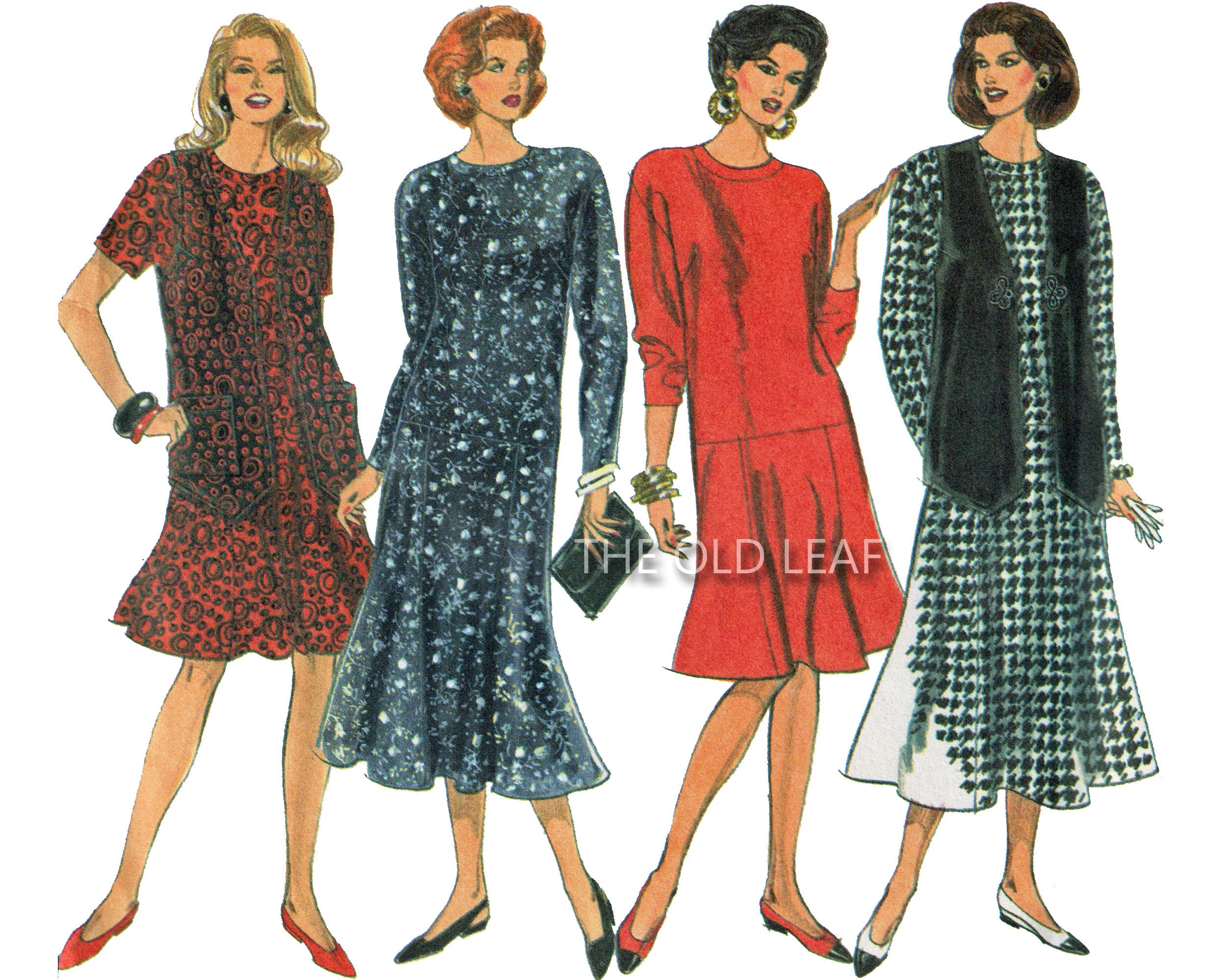 Flared Dress Pattern With Drop Waist & Vest Simplicity 8543 - Etsy