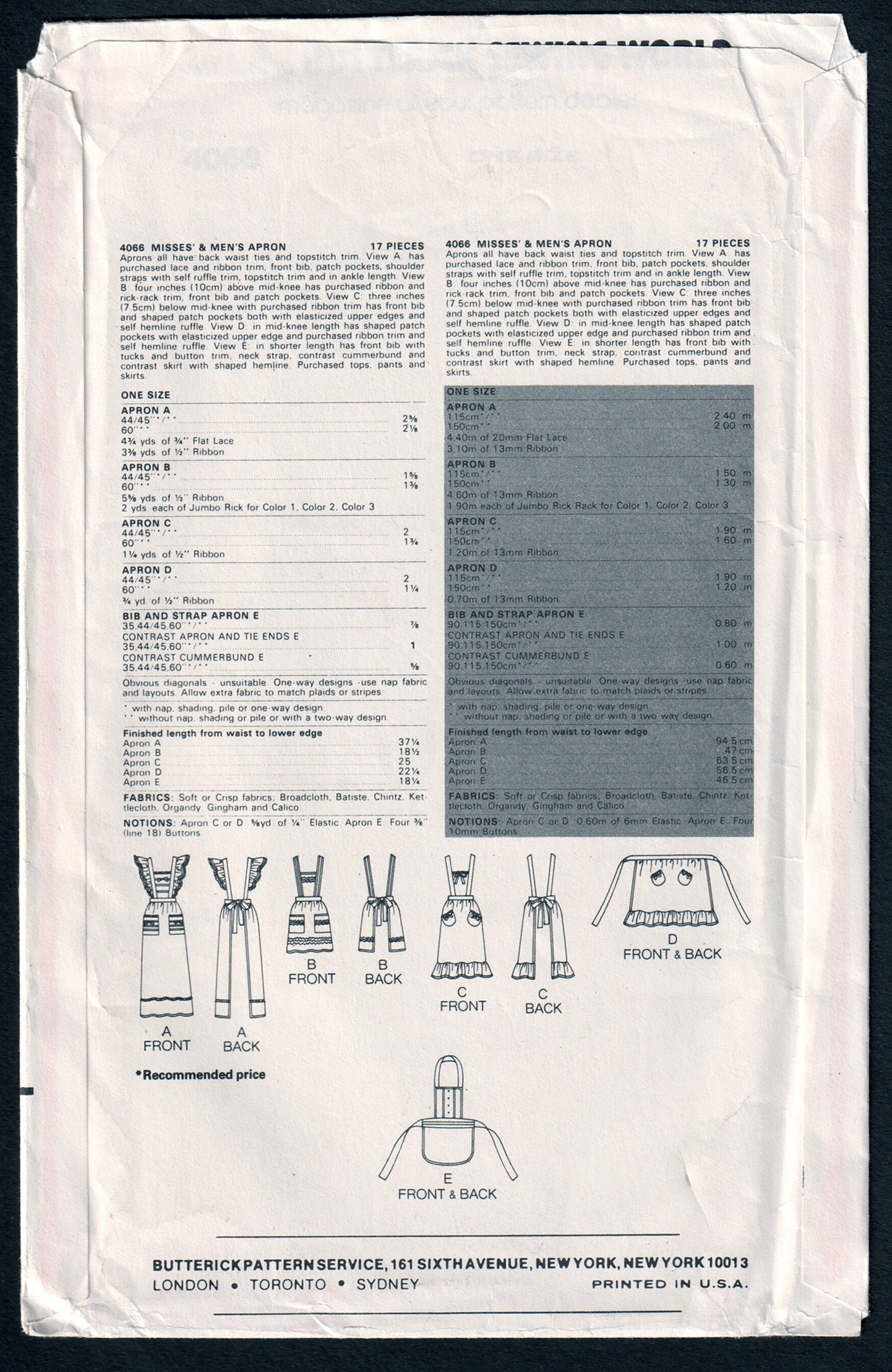Apron Sewing Pattern - Mens Tuxedo Style, Mrs Claus Frilly Apron ...